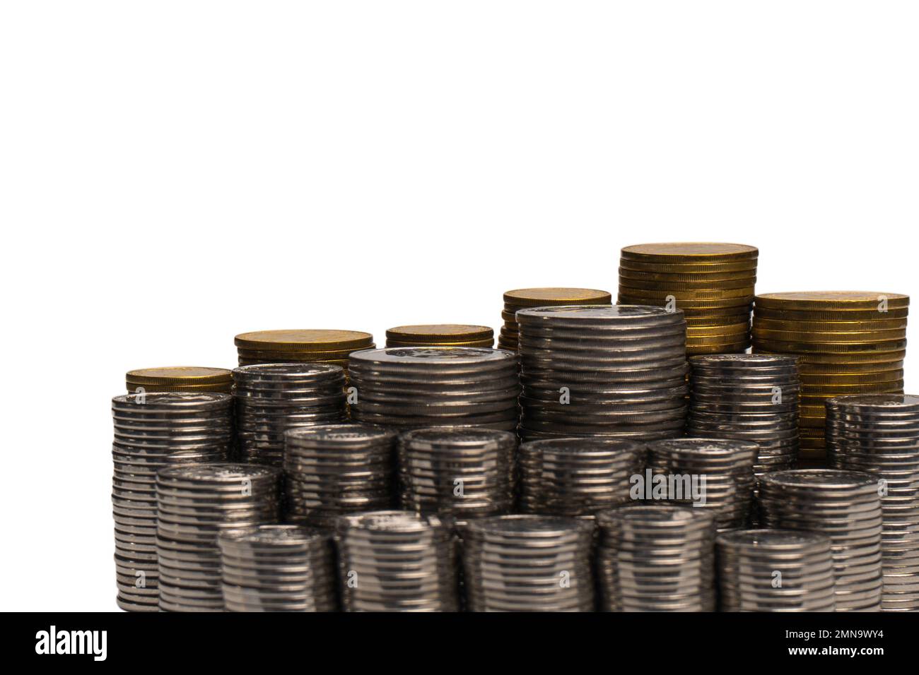 Pile of coins isolated on a white background. Banking and money Stock ...