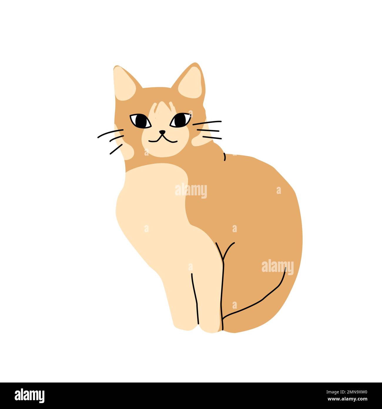 Illustration of isolated cute happy sitting orange cat Stock Vector ...