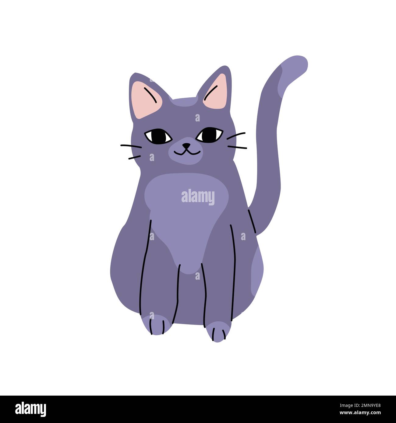 Illustration of cute happy sitting dark purple cat Stock Vector Image ...