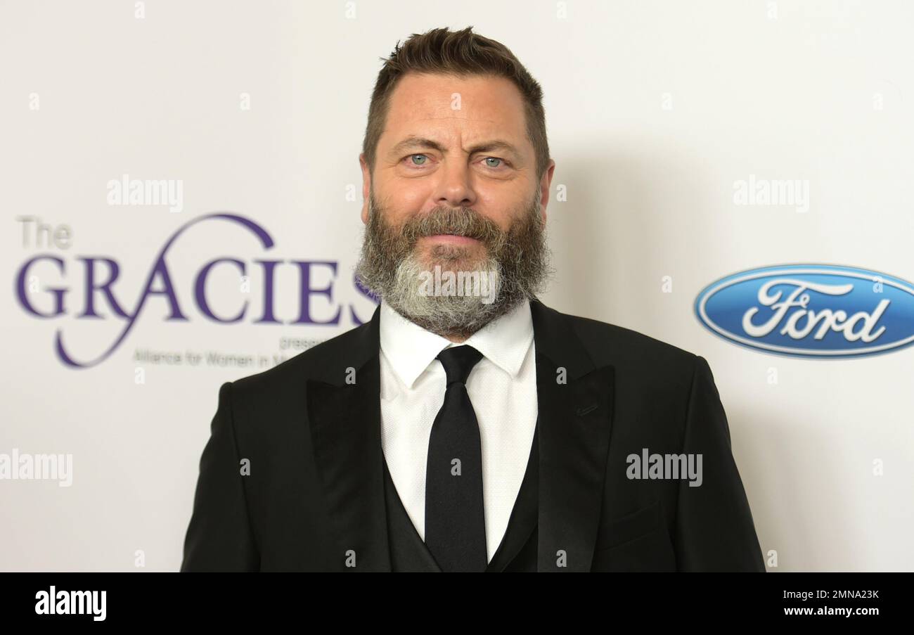 Nick Offerman arrives at the 43rd annual Gracie Awards at the Beverly ...