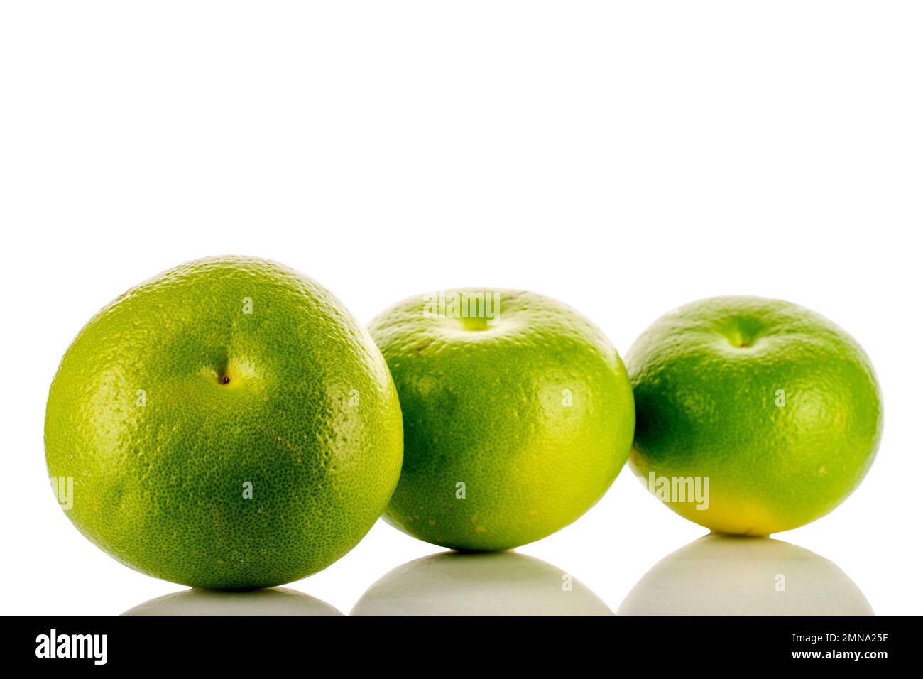 Three Organic Juicy Citrus Sweetie Close Up On A White Background 5698