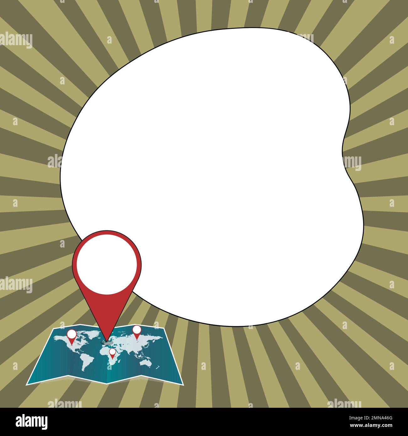 Speech Bubble With Important Message Above Map With Destination Point ...