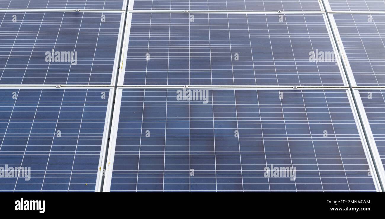 Solar energy panel photovoltaics module background in web banner ...