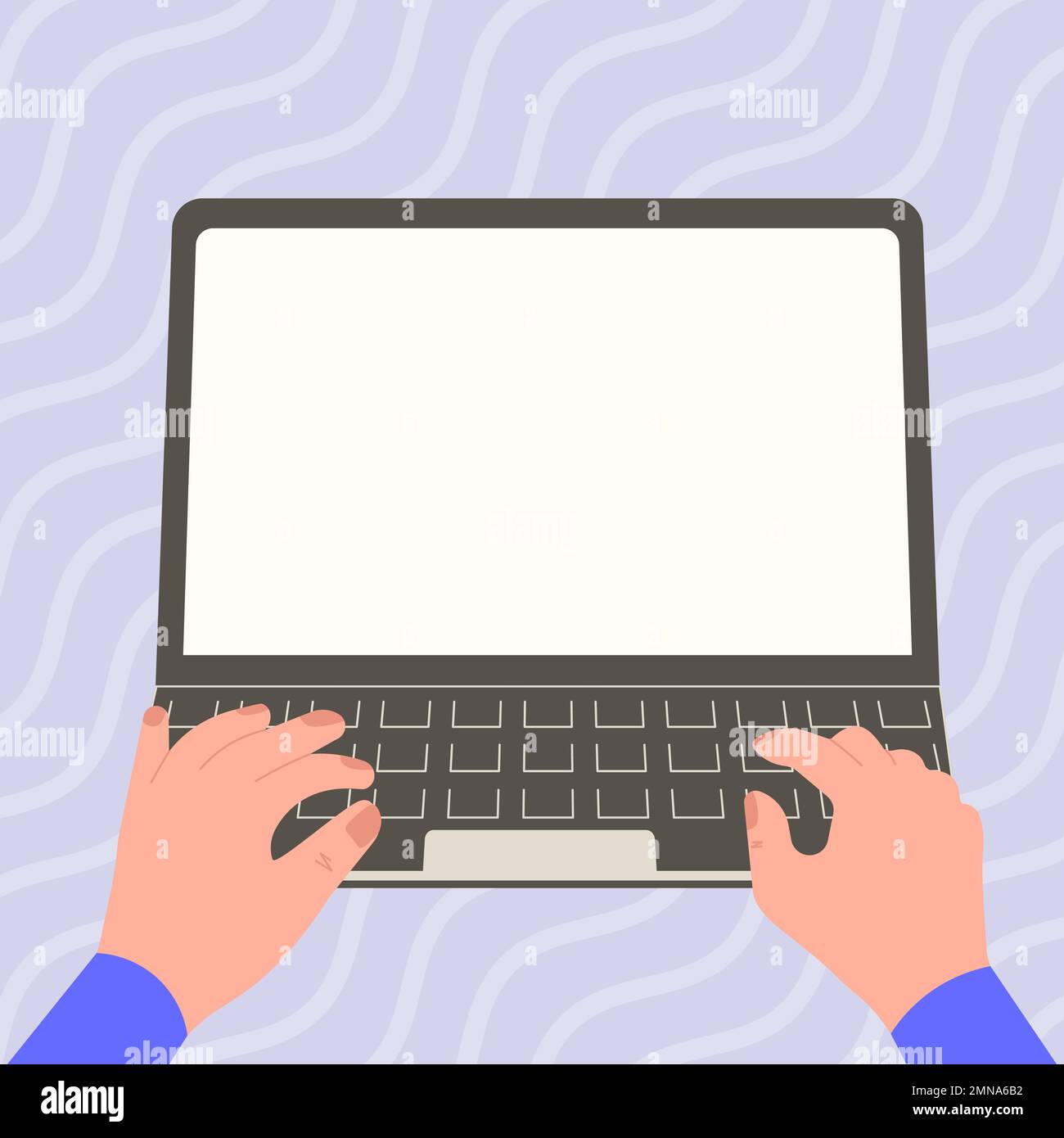 Hands typing text with keyboard. Laptop screen contains important ...