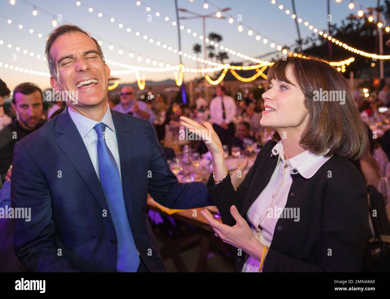 Eric Garcetti and Zooey Deschanel attend the 2018 Heal the Bay Bring ...