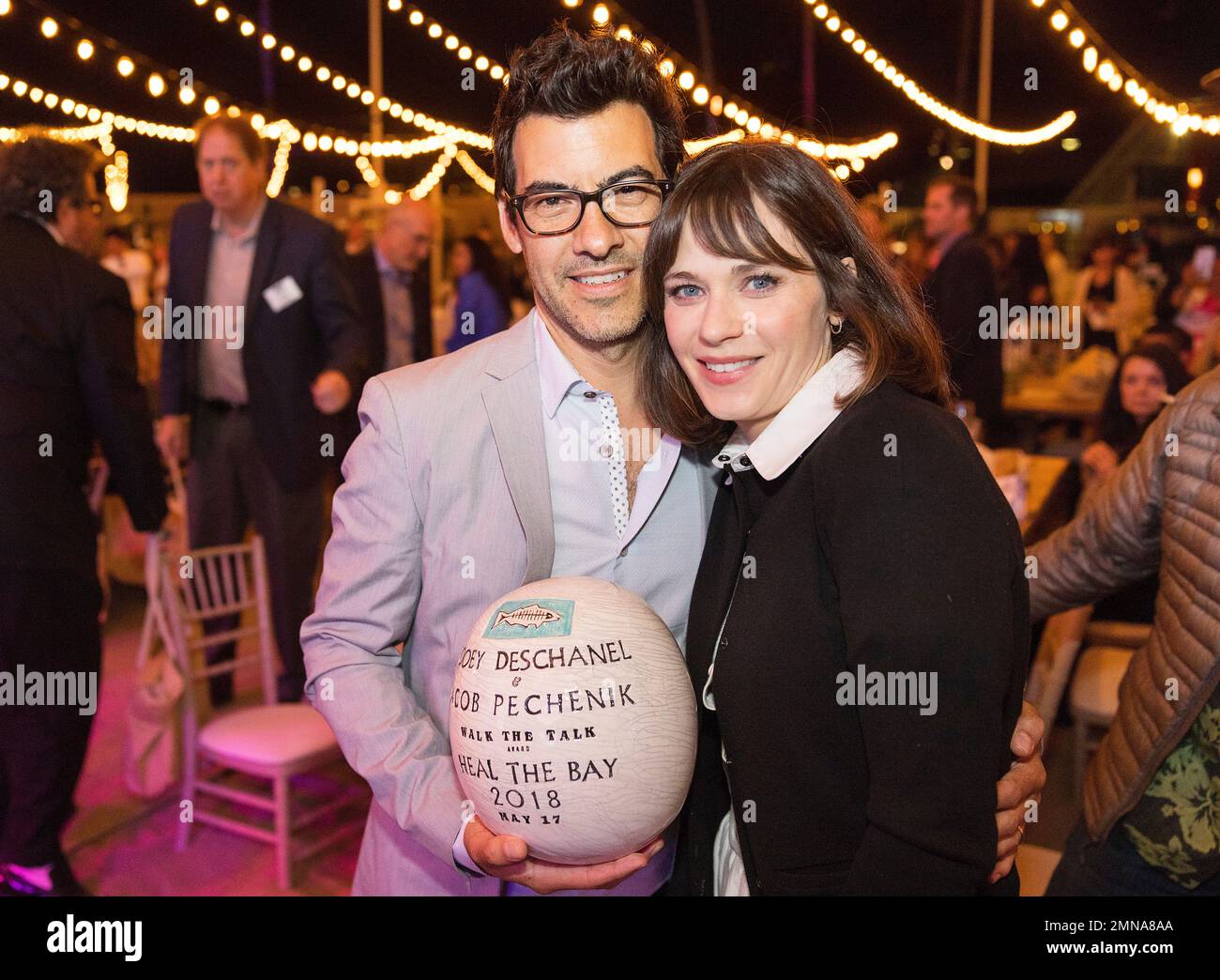 Jacob Pechenik and Zooey Deschanel attend the 2018 Heal the Bay Bring ...