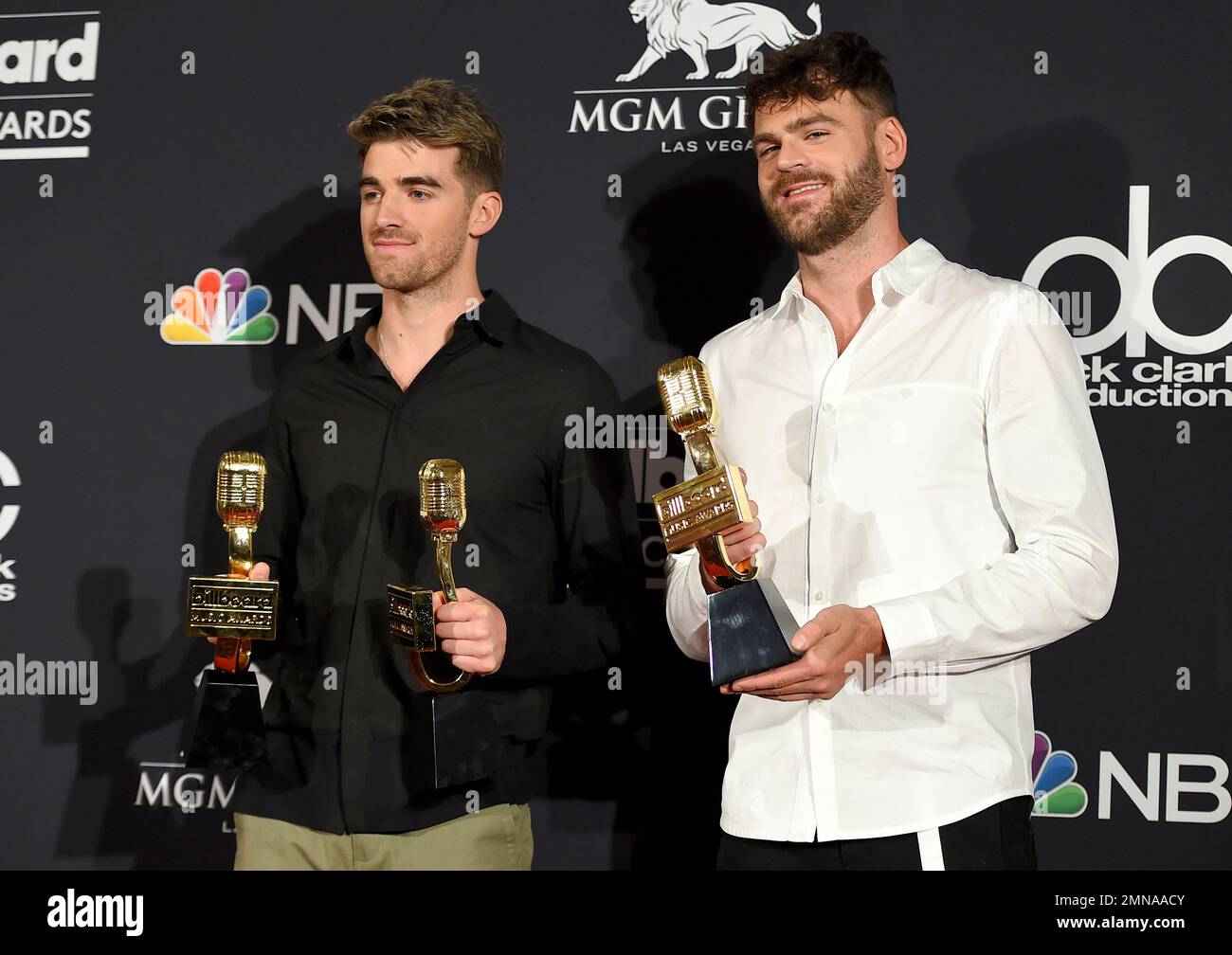Andrew Taggart, left, and Alex Pall of "The Chainsmokers" pose in the ...