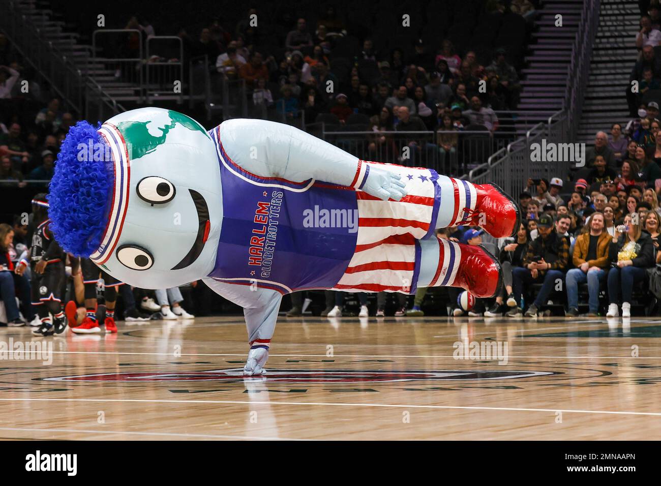 January 29, 2023, Seattle, Washington, USA: Globetrotters mascot BIG G ...