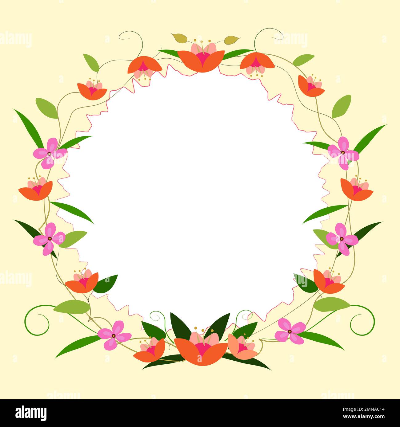 Text Frame Surrounded With Assorted Flowers Hearts And Leaves ...