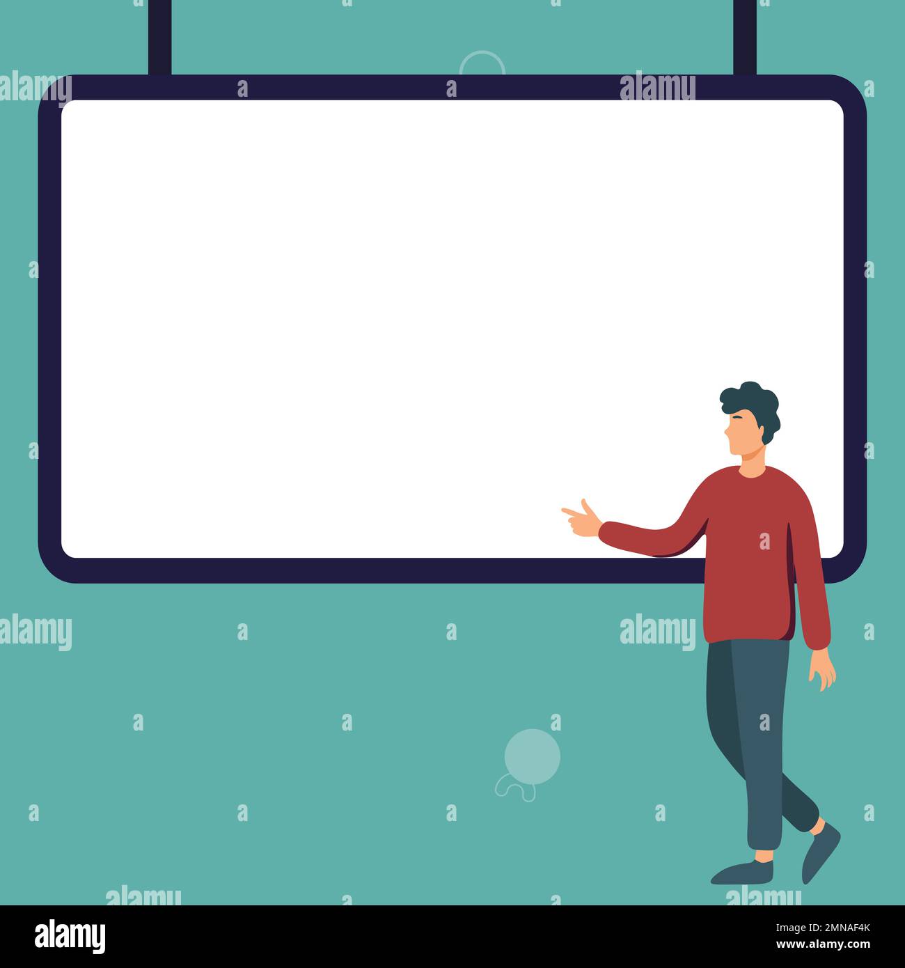 Presentator shows important information on whiteboard. Man show main ...