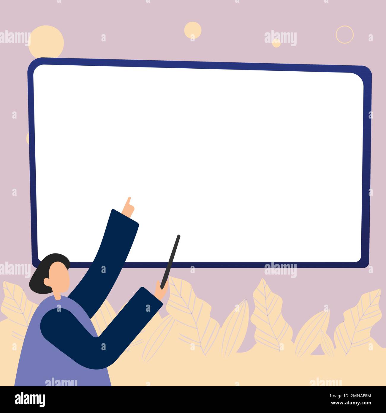 Woman pointing with pointer stick to important information written on ...