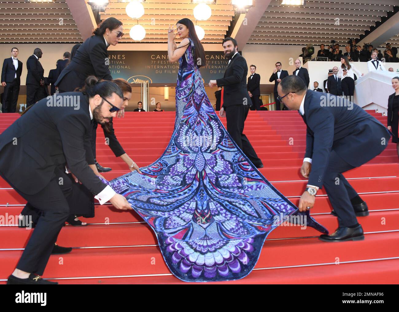 Actress Aishwarya Rai Bachchan wears a Michael Cinco butterfly gown at ...