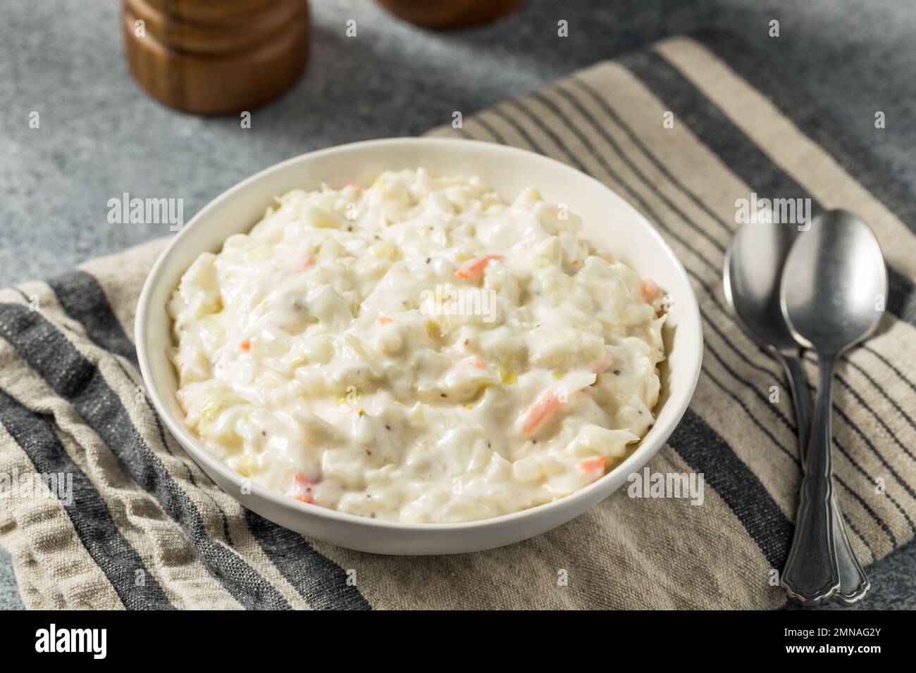 Homemade Southern Creamy Coleslaw with Mayo and Cabbage Stock Photo - Alamy