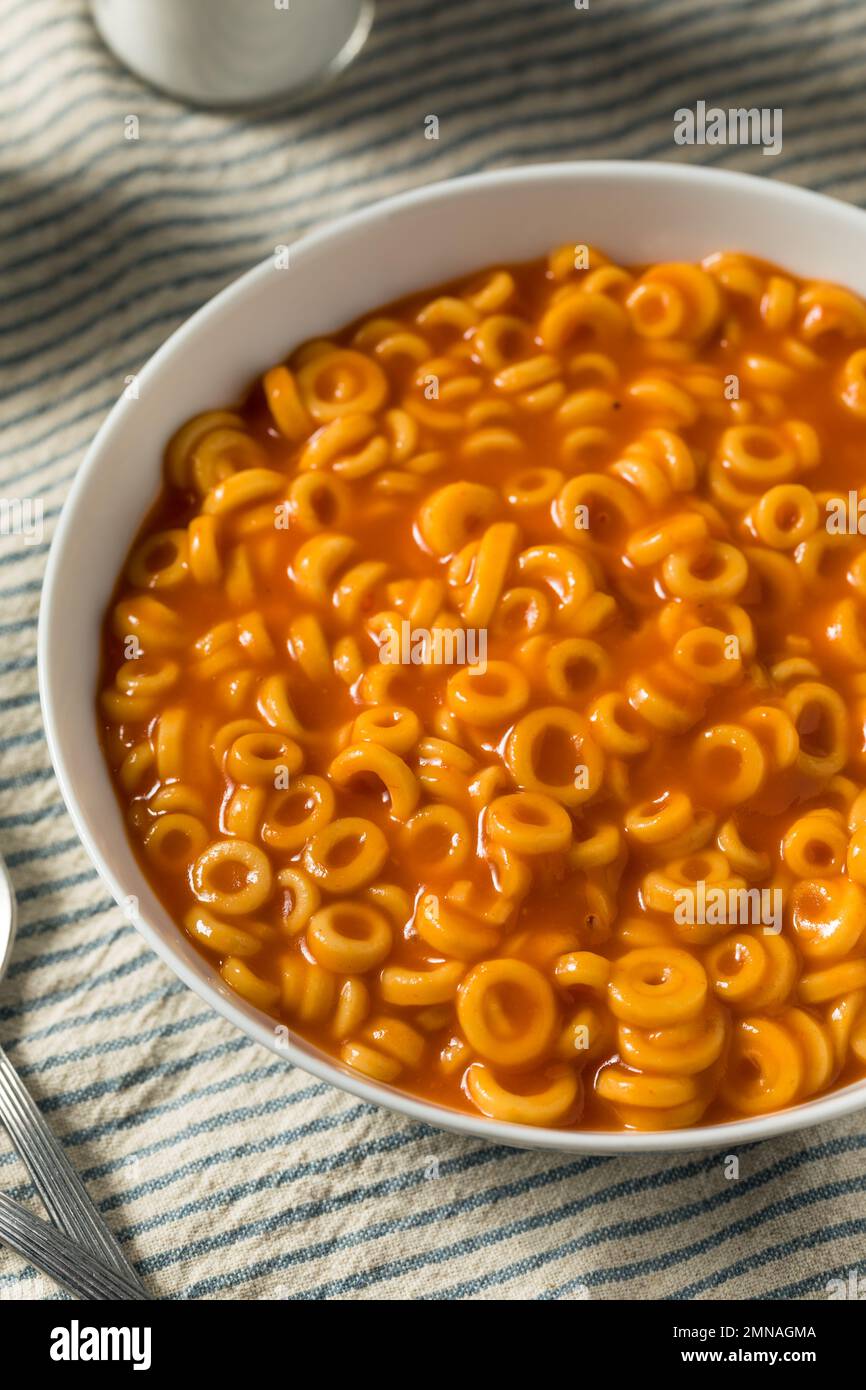 Homemade Canned Pasta Spaghetti Rings in Tomato Sauce Stock Photo - Alamy