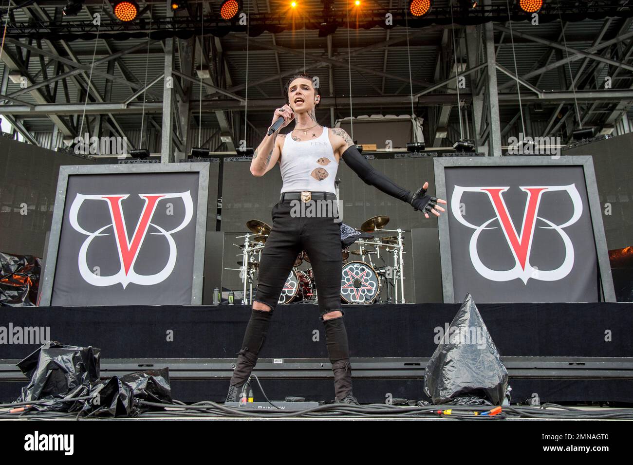 Andy Biersack of Black Veil Brides performs at the Rock On The Range ...