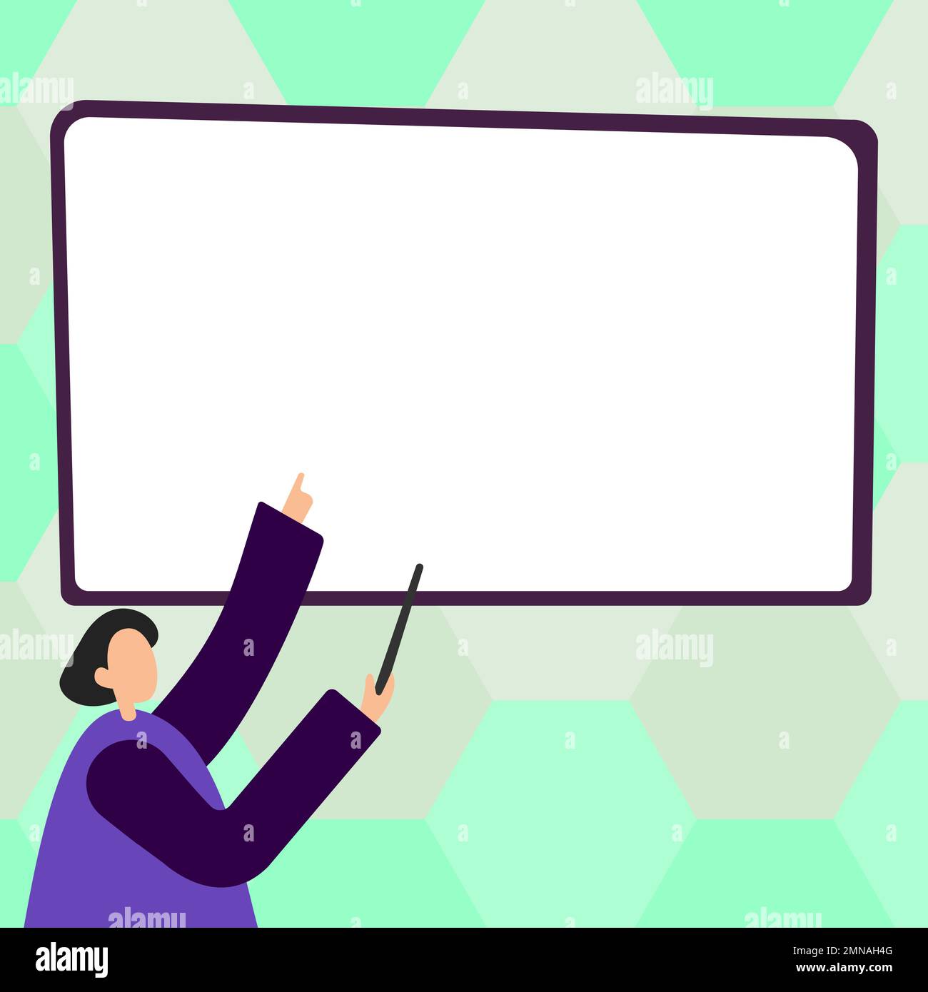 Woman pointing with pointer stick to important information written on ...