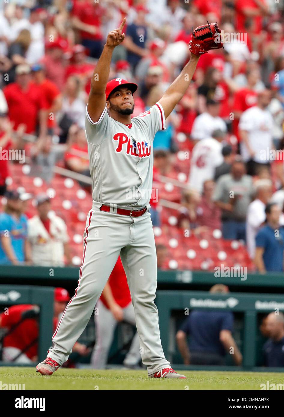 Philadelphia Phillies relief pitcher Seranthony Dominguez celebrates ...