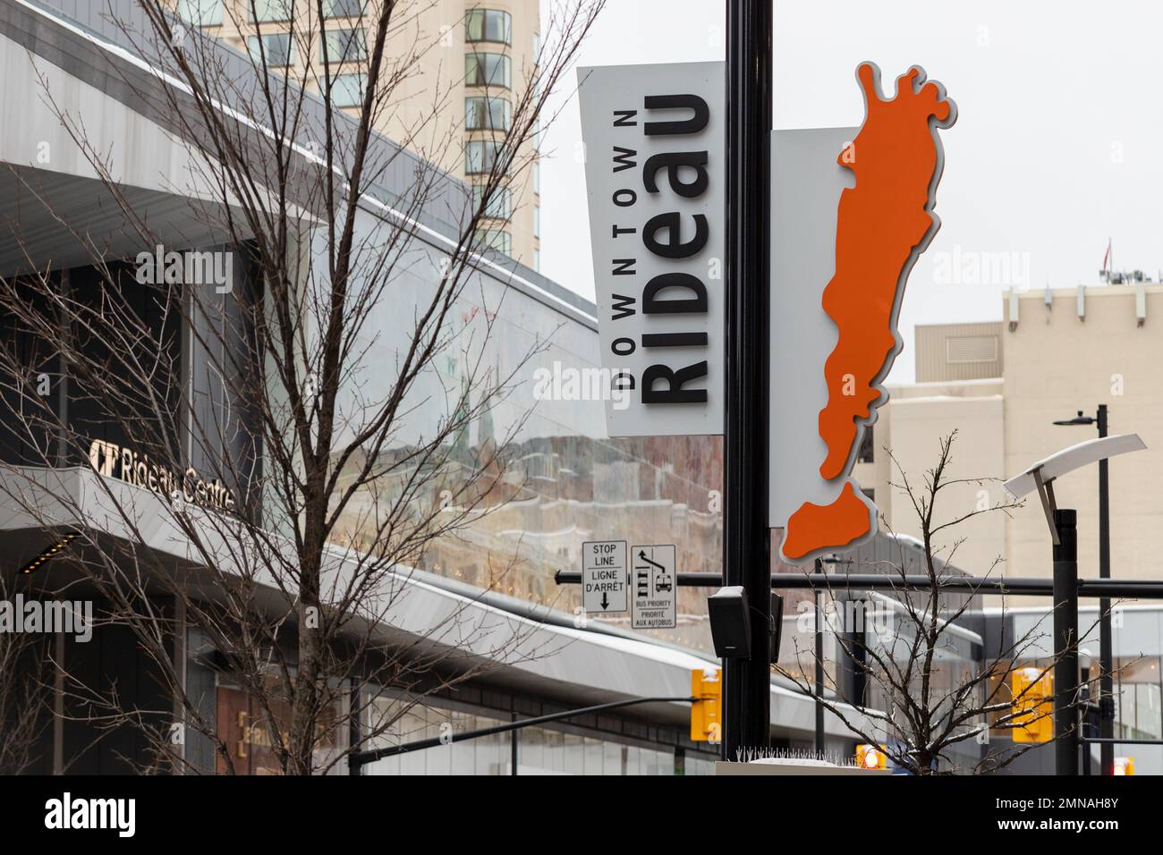 Ottawa, Canada - January 23, 2023: Rideau street sign near shopping ...
