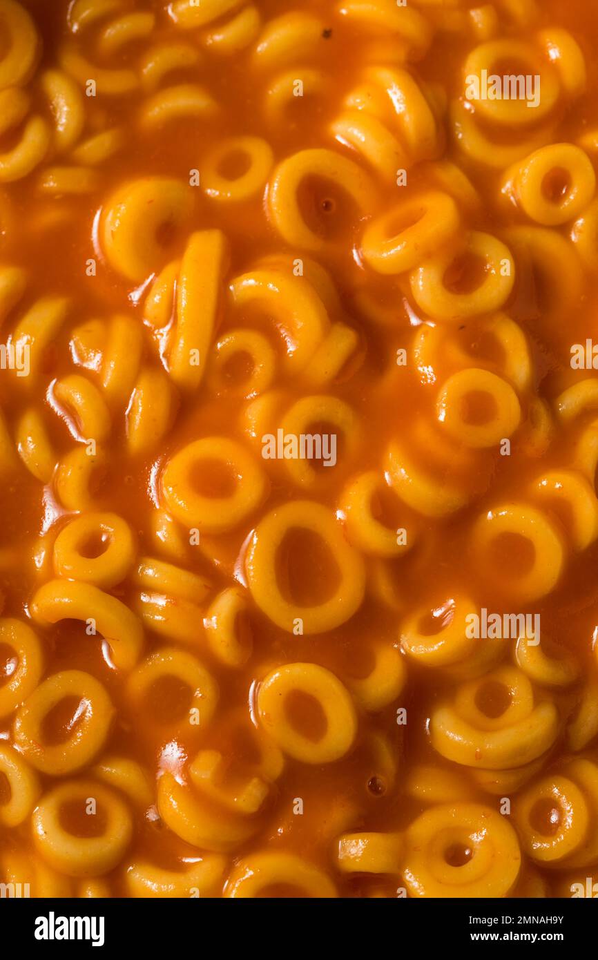 Homemade Canned Pasta Spaghetti Rings in Tomato Sauce Stock Photo - Alamy
