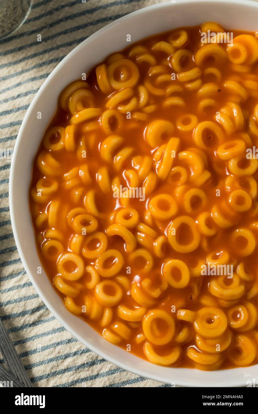 Homemade Canned Pasta Spaghetti Rings in Tomato Sauce Stock Photo - Alamy