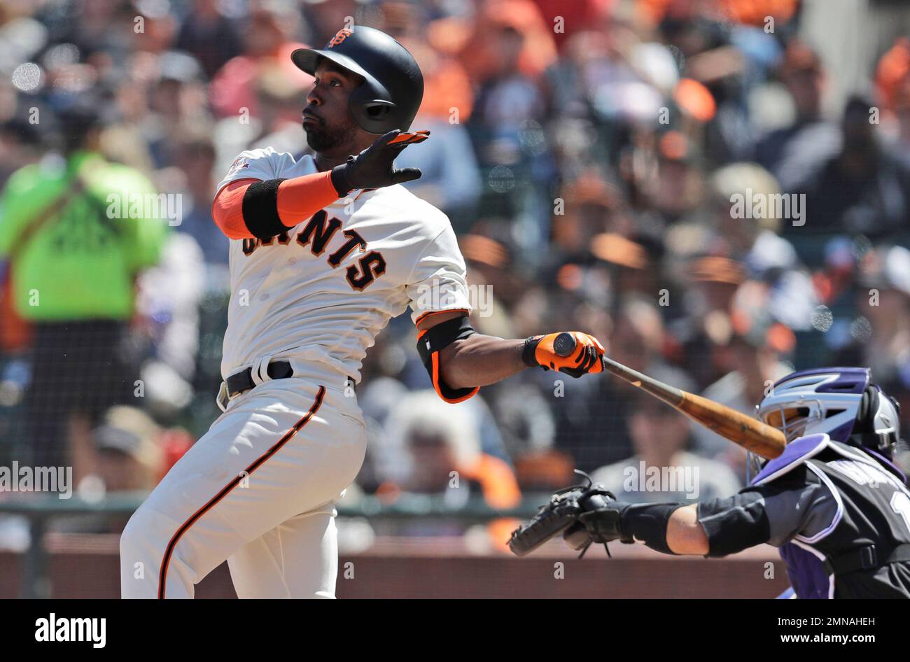 San Francisco Giants' Andrew McCutchen drives in two runs with a double ...