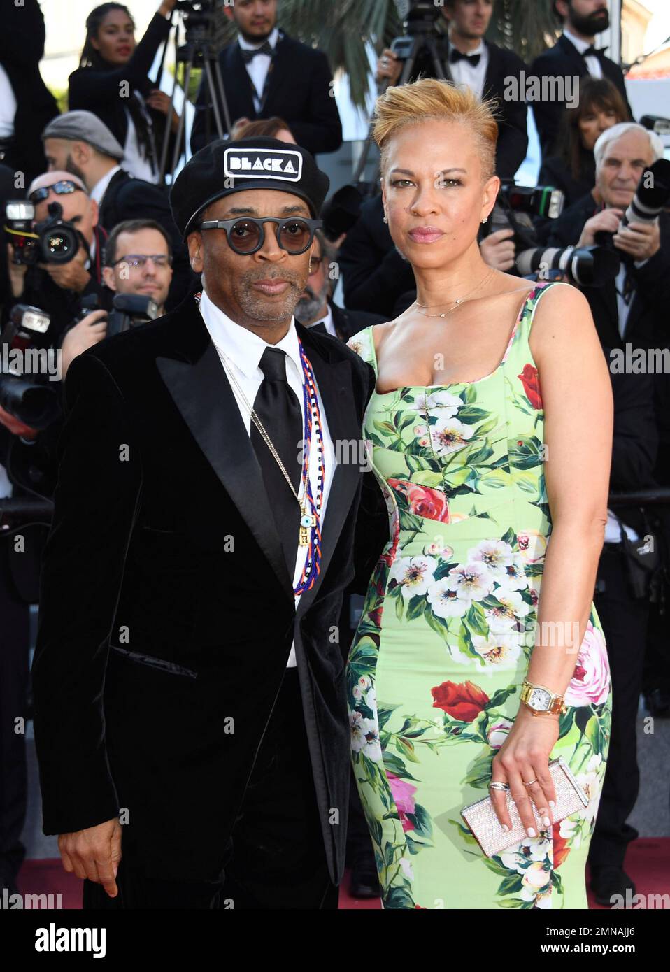 Director Spike Lee, left, poses with his wife Tonya Lewis Lee upon ...