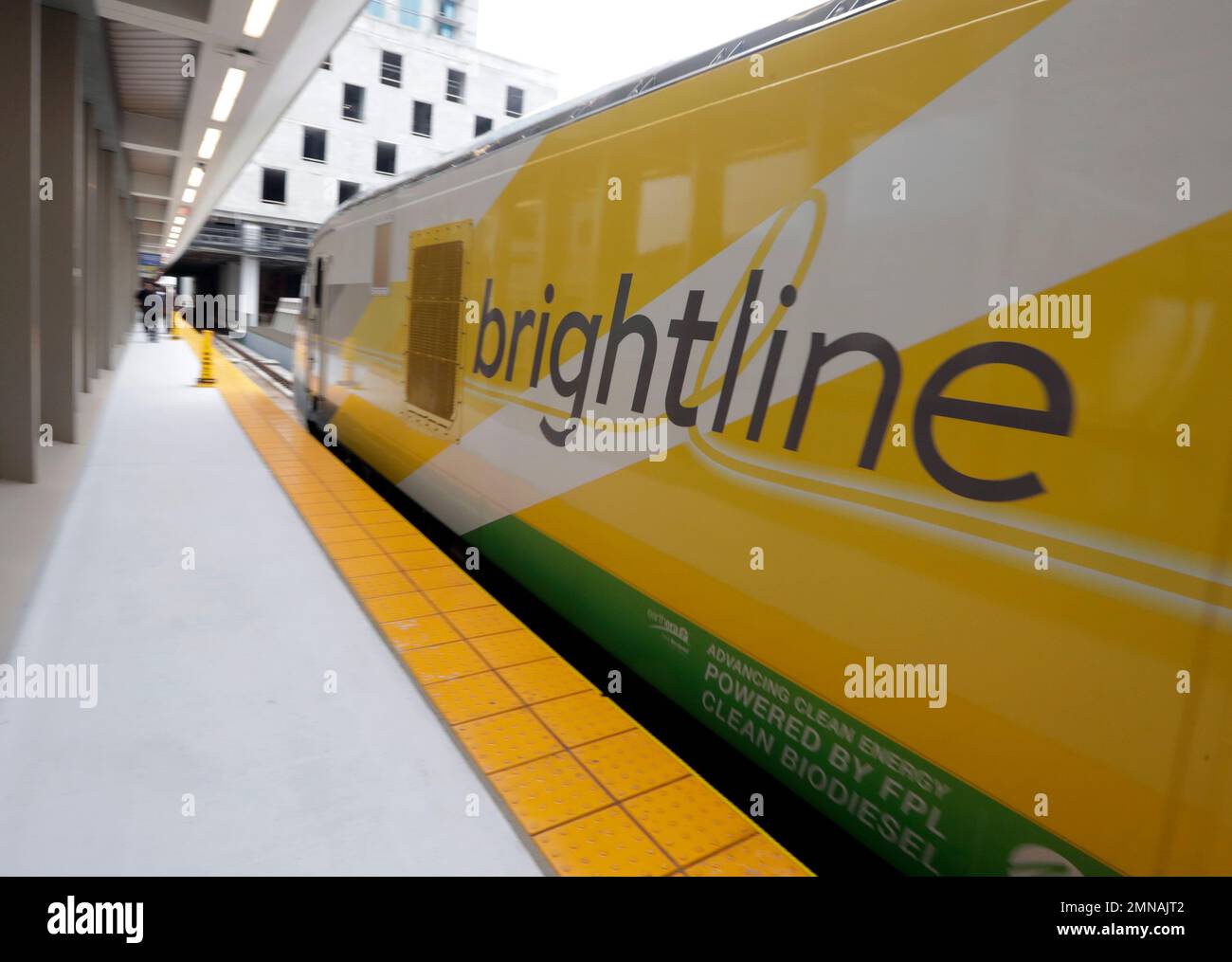 A Brightline train departs from MiamiCentral station for the train's ...