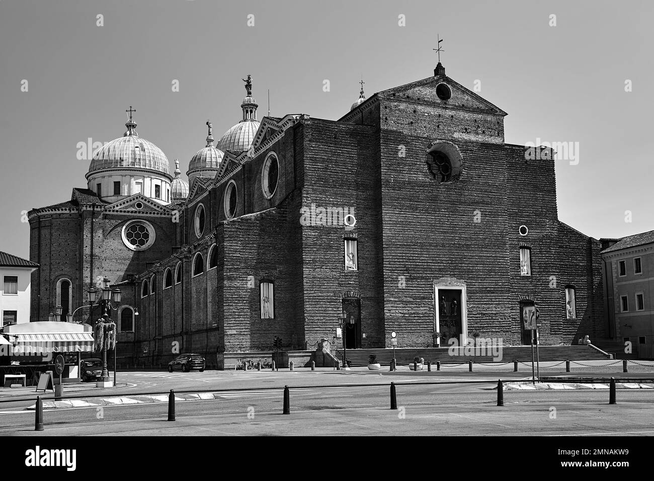Facade and domes of the medieval Basilica de Santa Justina church in ...