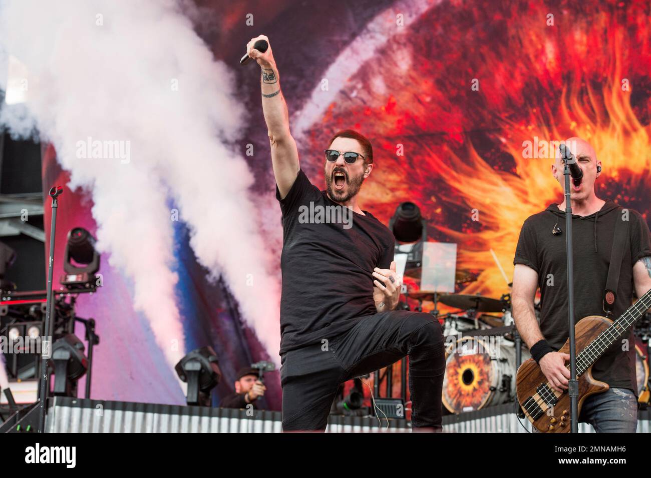 Benjamin Burnley of Breaking Benjamin performs at the Rock On The Range ...