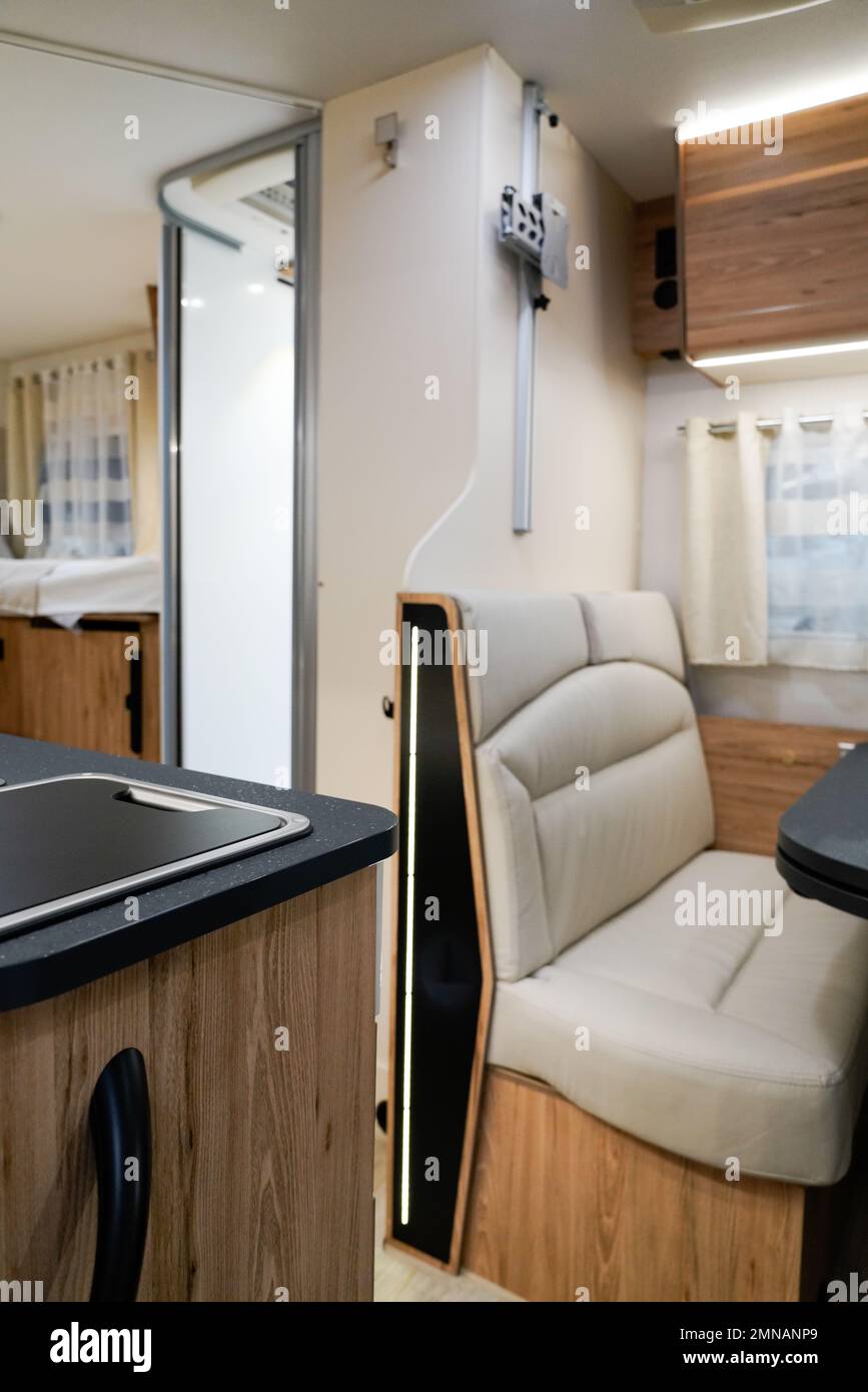 modern camper Vehicle interior view of motorhome rv Stock Photo - Alamy