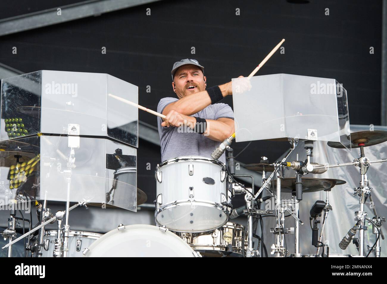 Kyle Mayer of 10 Years performs at the Rock On The Range Music Festival ...