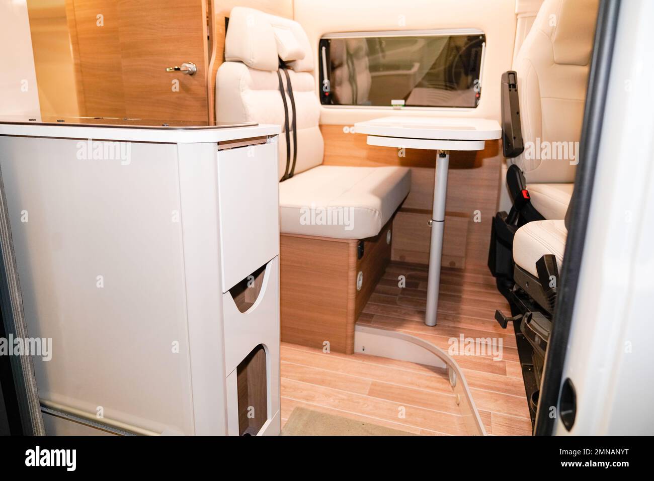 Vehicle interior view of motorhome modern camper rv van Stock Photo - Alamy