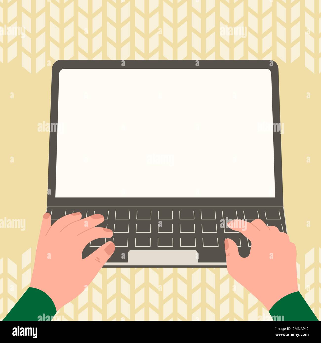 Hands typing text with keyboard. Laptop screen contains important ...