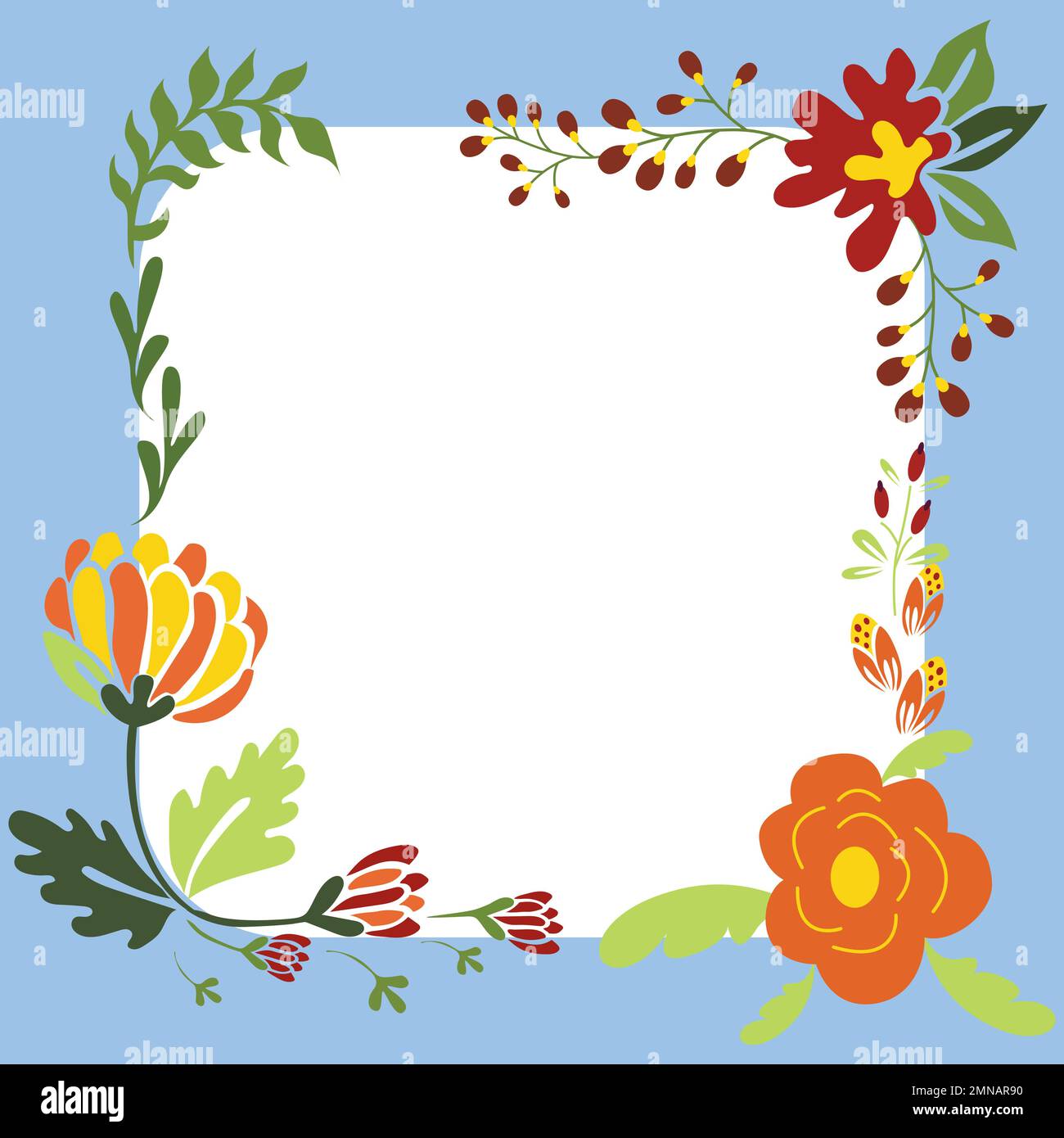 Text Frame Surrounded With Assorted Flowers Hearts And Leaves ...
