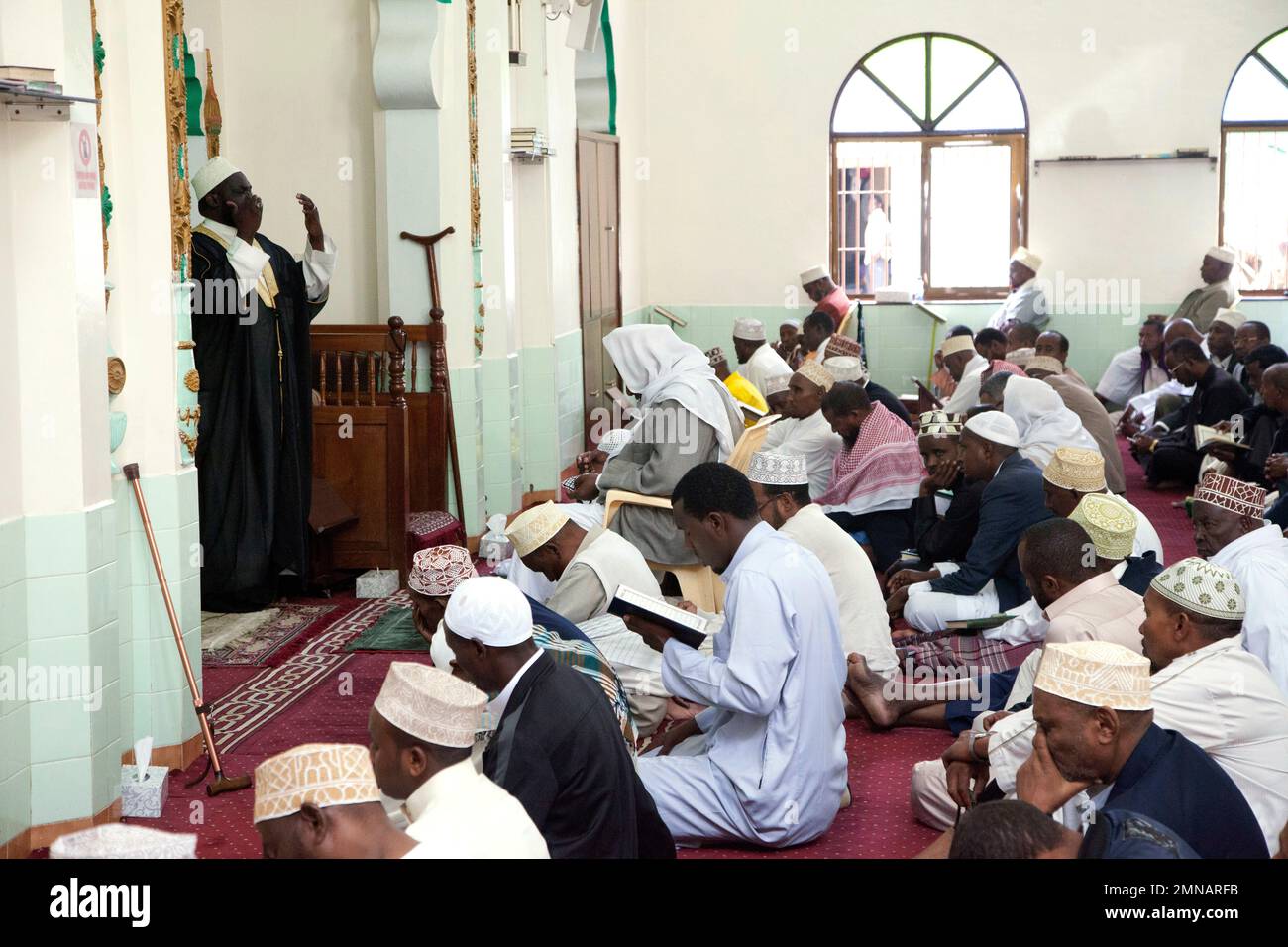 Kenyan Muslims listen to sermon as they gather in Masjid Nur in Nairobi ...