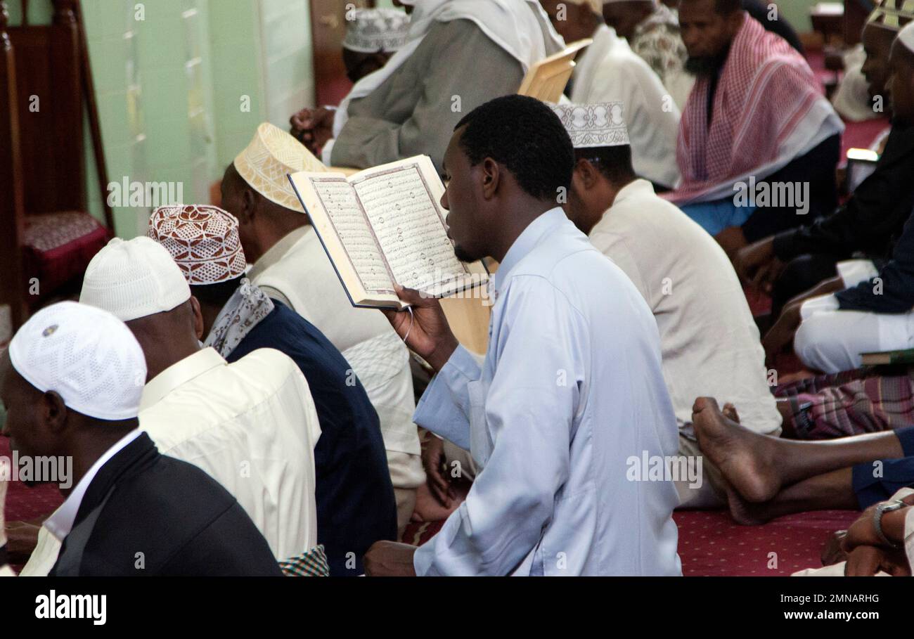 A Kenyan Muslim reads holy Quran in Masjid Nur in Nairobi, Kenya ...