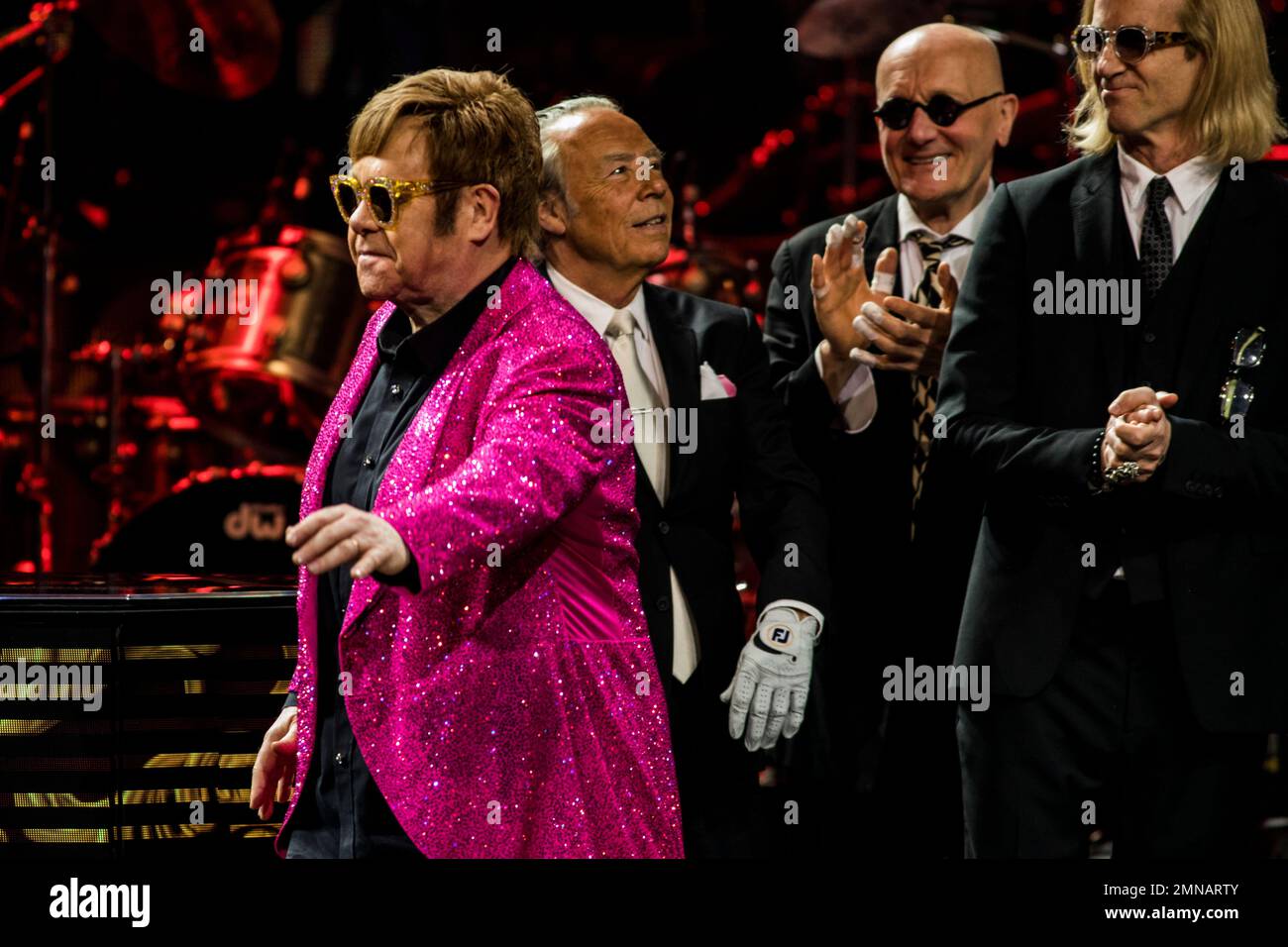Elton John takes the stage during his final performance of "The Million ...