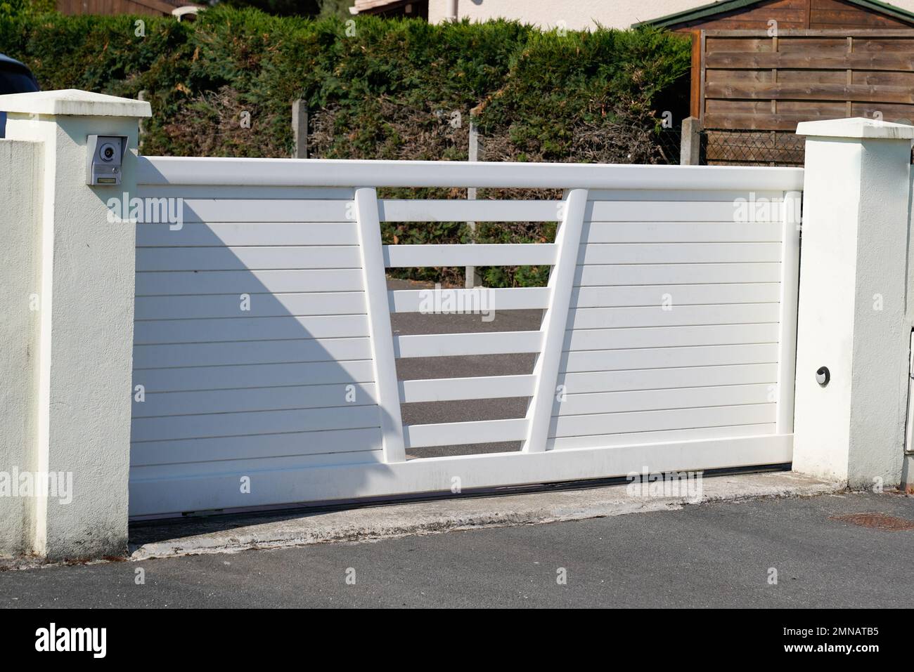 portal modern white design suburb metal aluminum house gate in street ...