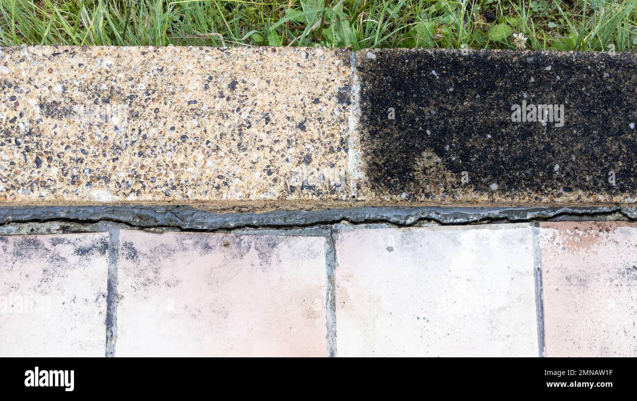 sidewalk pavement paved path floor slabs interlock half clean and dirty ...