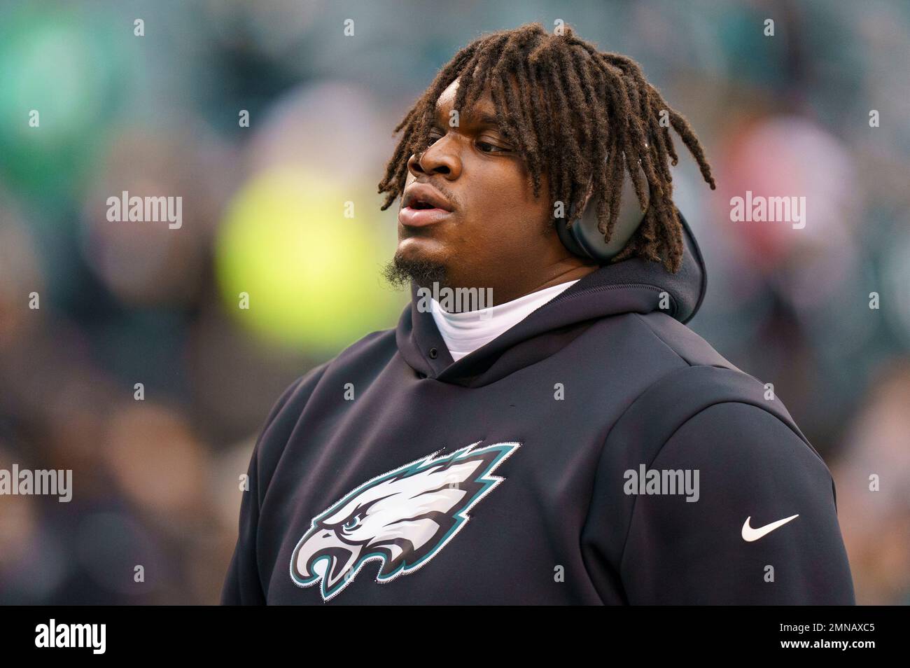 Philadelphia Eagles defensive tackle Jordan Davis (90) looks on prior ...