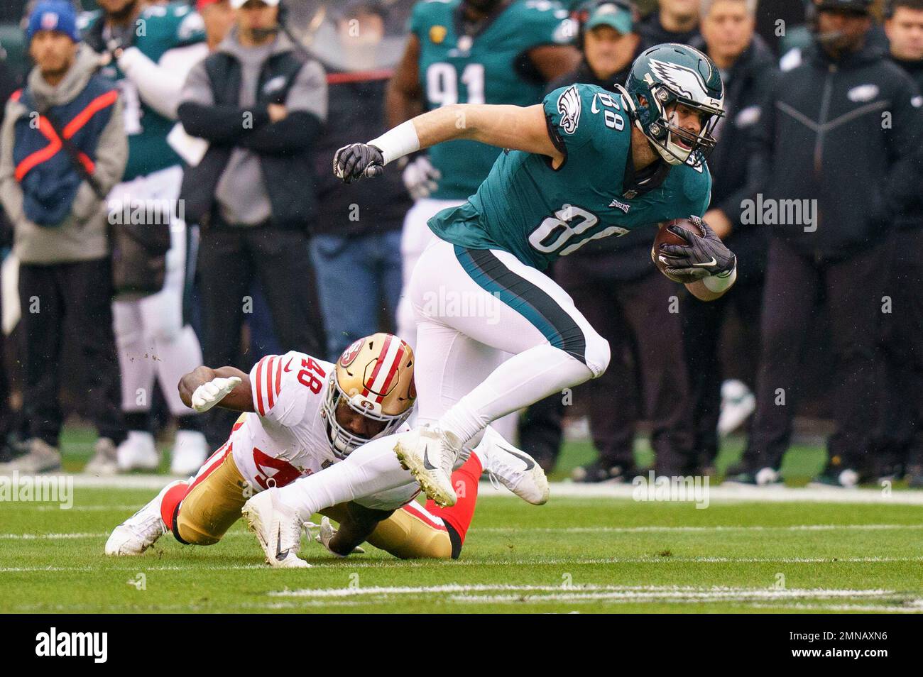 Philadelphia Eagles tight end Dallas Goedert (88) in action against San Francisco 49ers ...