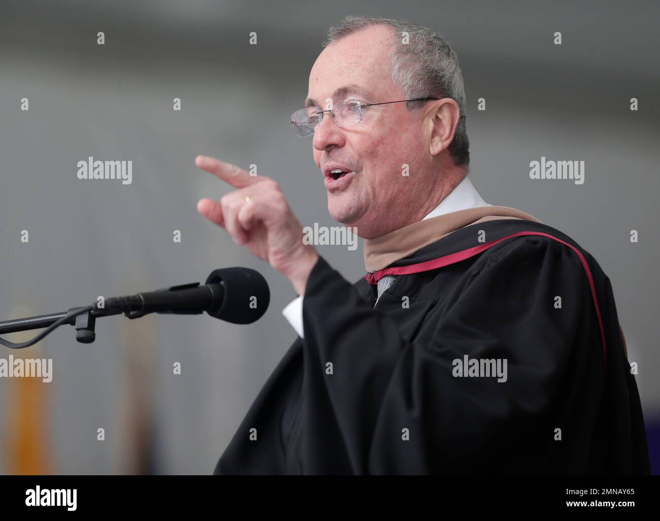 Gov. Phil Murphy speaks to new graduates during the Bergen Community ...