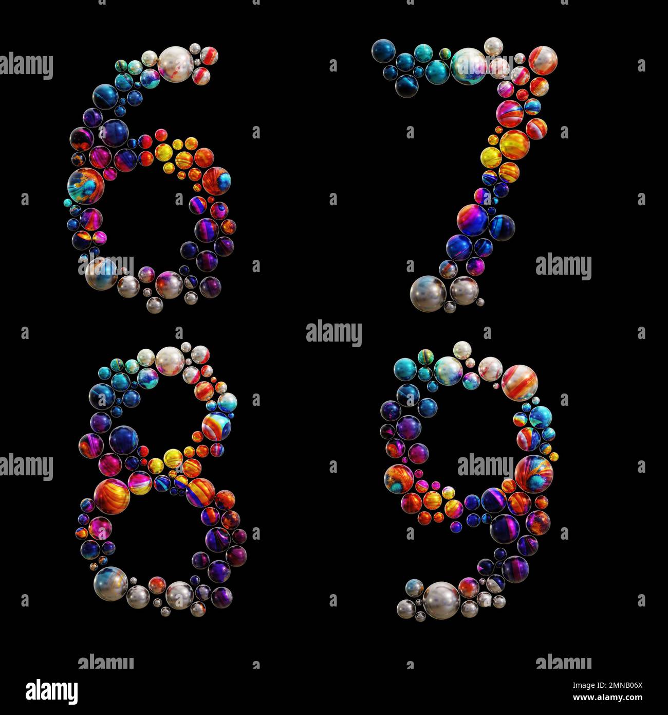 3D rendering of colorful dot alphabet - digits 6-9 Stock Photo - Alamy