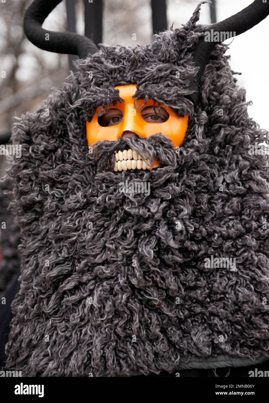 Masked dancer from Serbia depicting Devil at the Surva International ...