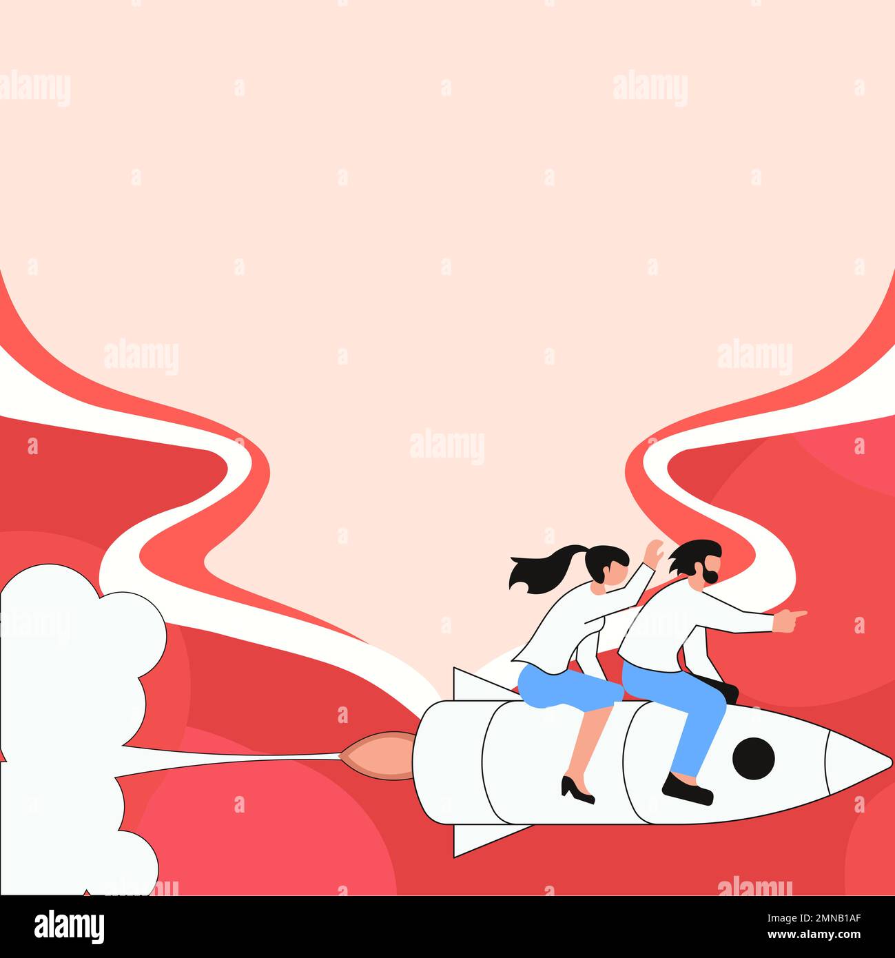 People on Rocket Ship Launching Fast Straight Up. Spaceship Drawing ...