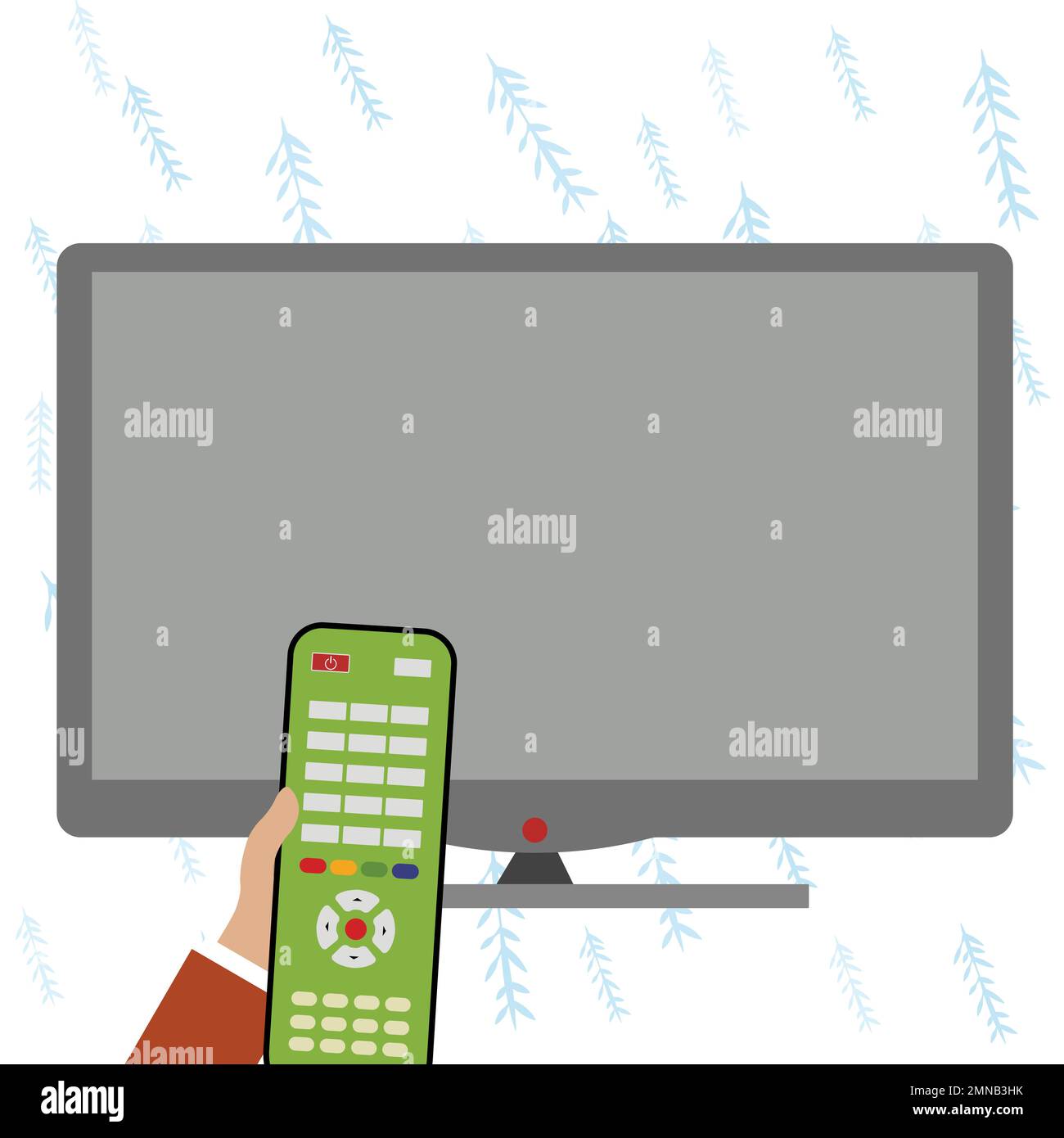 Illustration with TV and hand holding remote control. Important ...