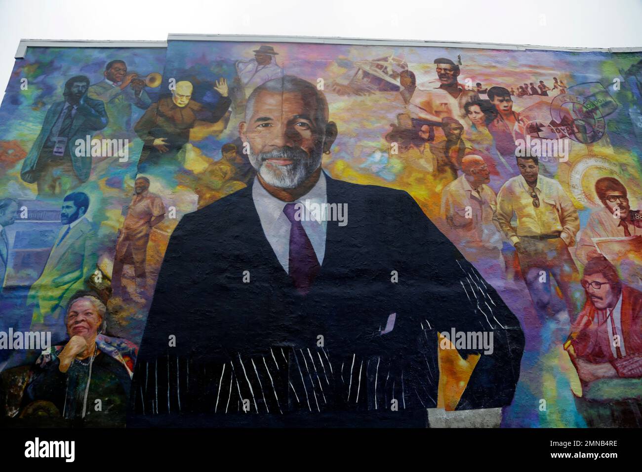 A mural of journalist Ed Bradley is seen, Wednesday, May 16, 2018 in ...