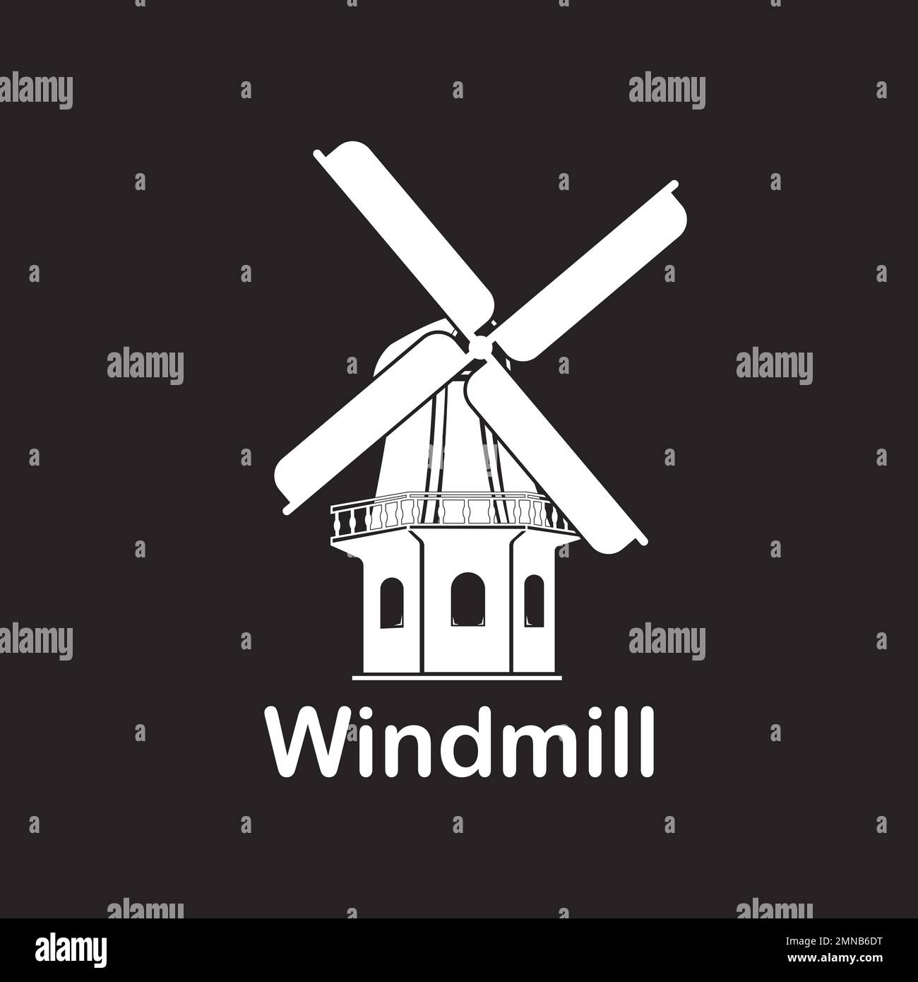 Windmill logo vector illustration flat design Stock Photo - Alamy