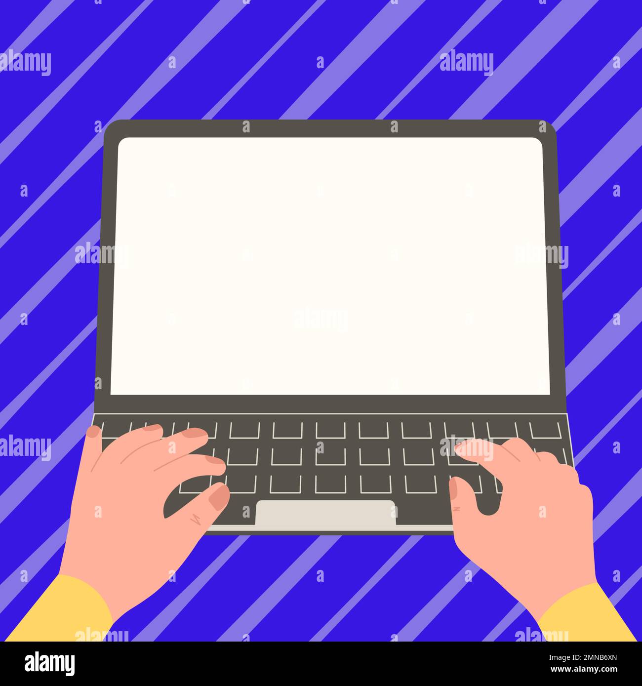 Hands typing text with keyboard. Laptop screen contains important ...