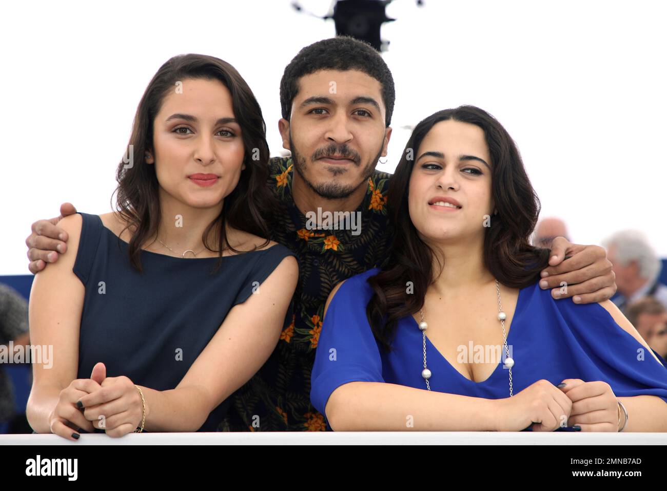 Actors Sarah Perles, from left, Khafif Hamza and Maha Alemi pose for ...